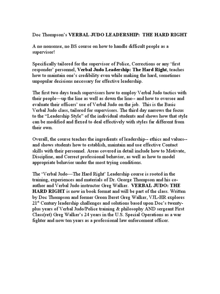 Verbal Judo Leadership-1 | PDF