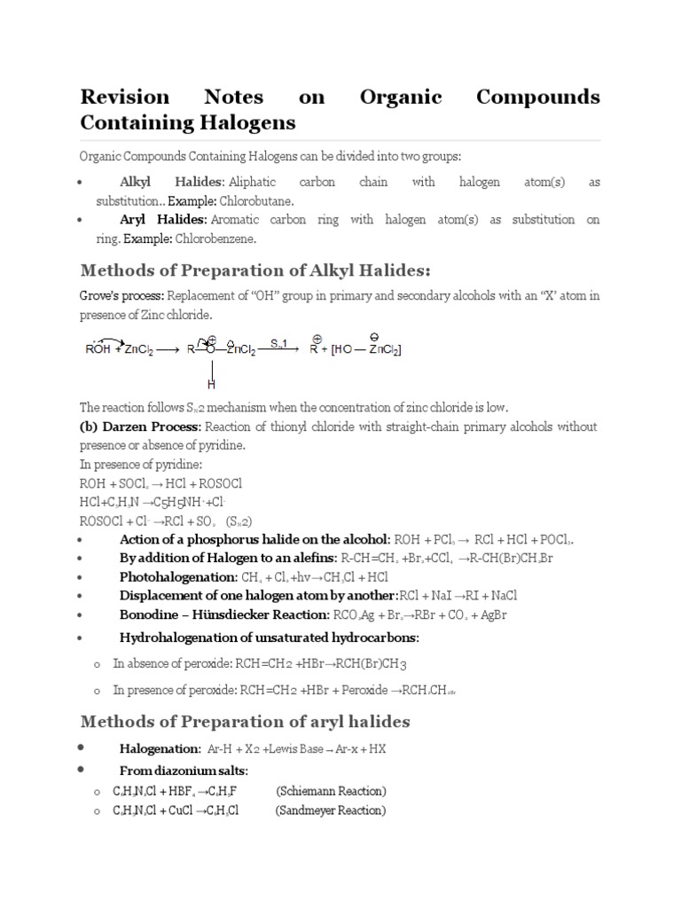 Revision Notes On Organic Compounds Containing Halogens | PDF | Organic ...