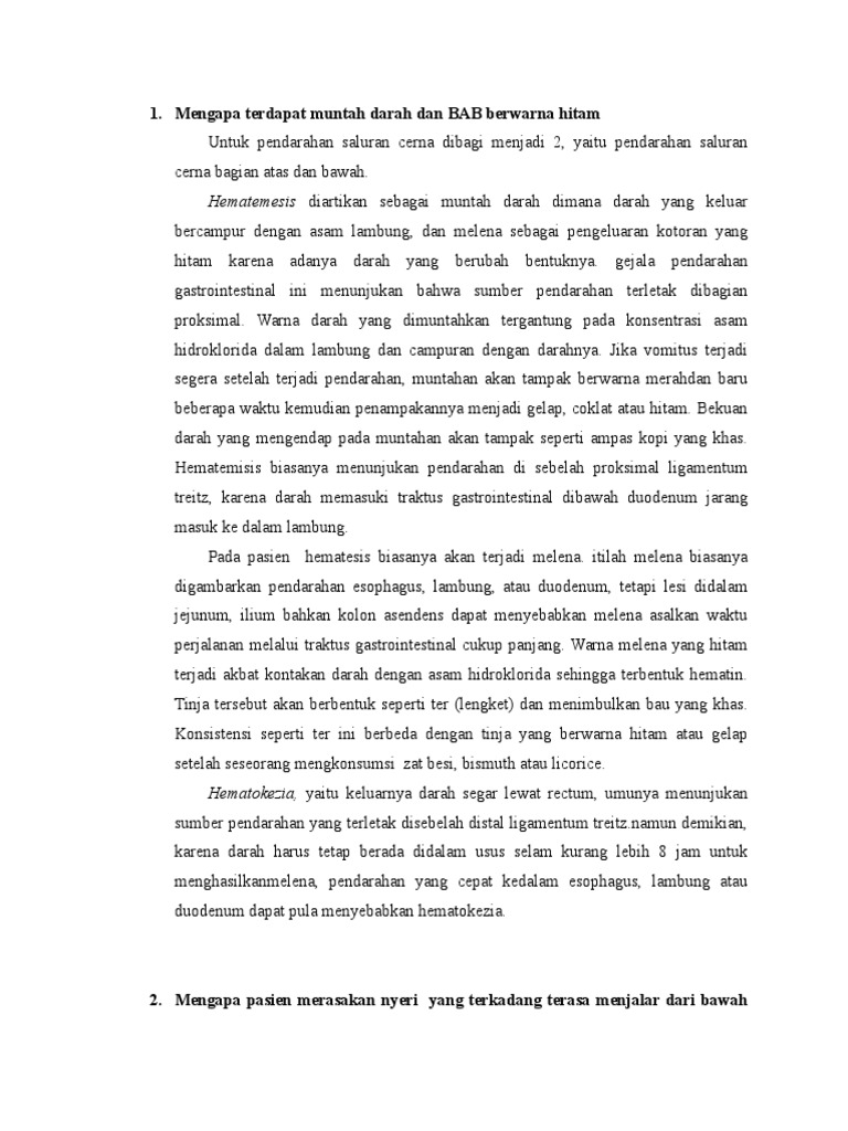 Mengapa Terdapat Muntah Darah Dan BAB Berwarna Hitam | PDF