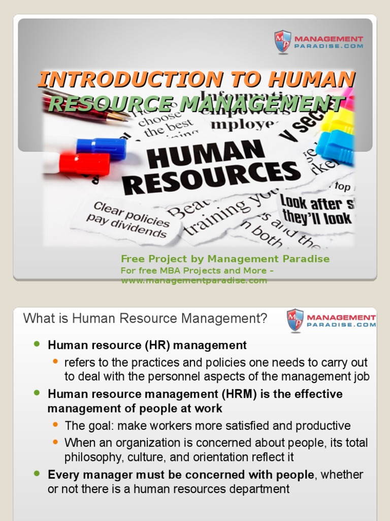 On Introduction To Human Resource Management | Human Resource ...