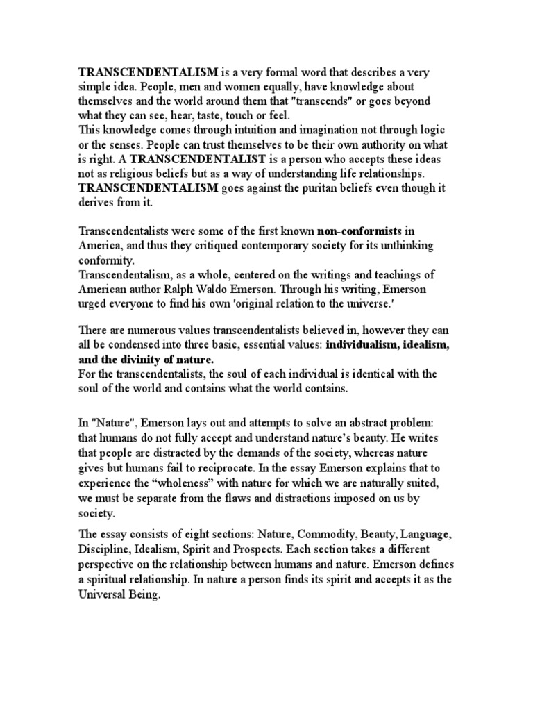 Transcendentalism | PDF | Transcendentalism | Ralph Waldo Emerson