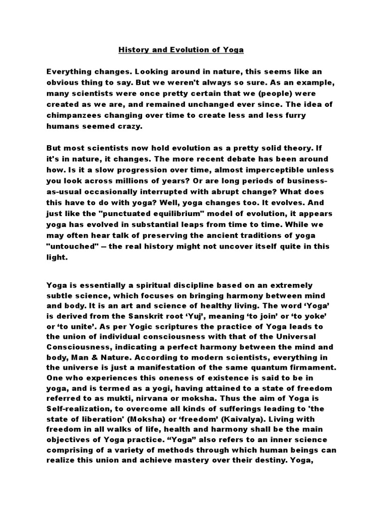 History and Evolution of Yoga | PDF