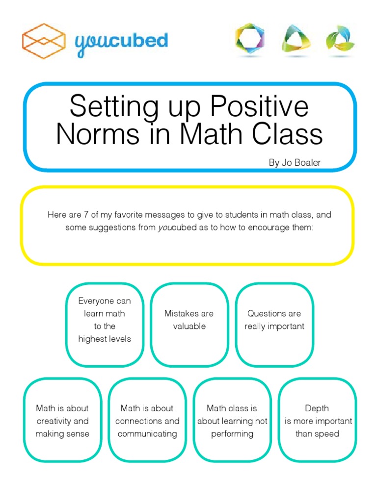 Math Positive-Classroom-Norms Jo Boaler | PDF | Mindset | Educational ...