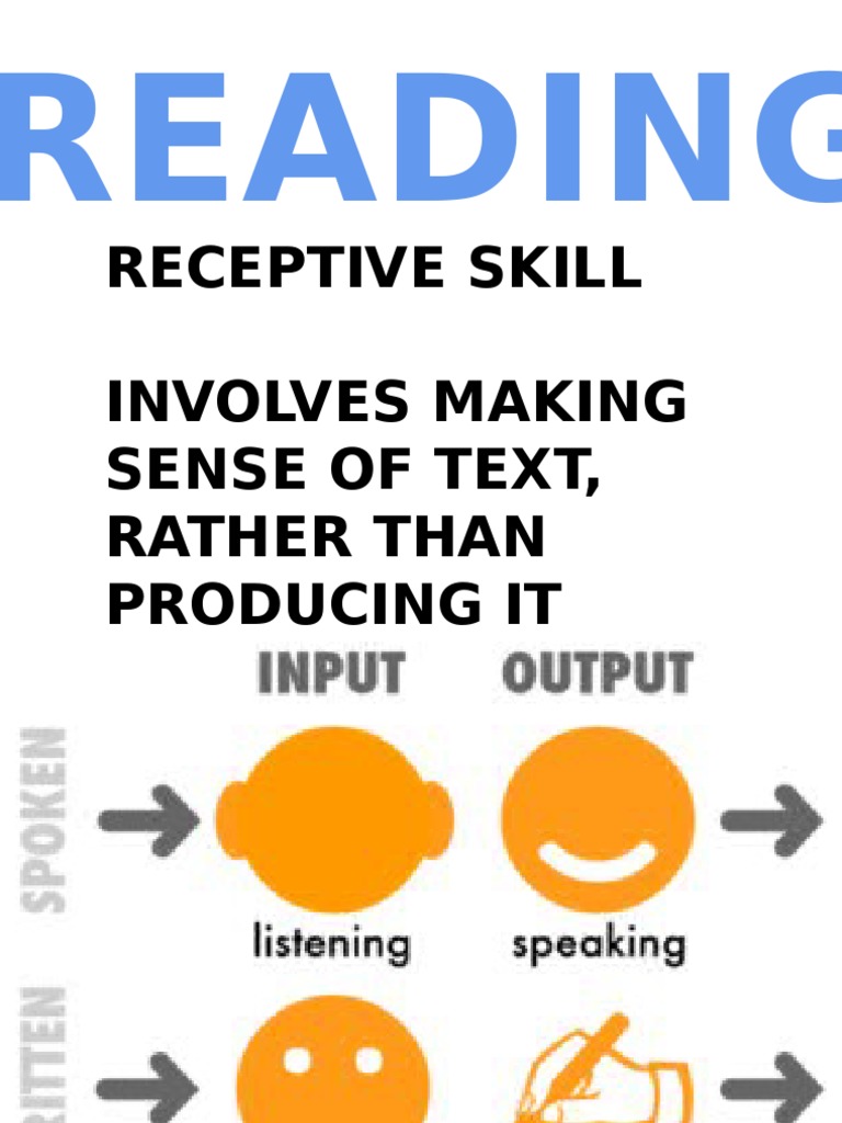 Receptive Skill Involves Making Sense of Text, Rather Than Producing It ...