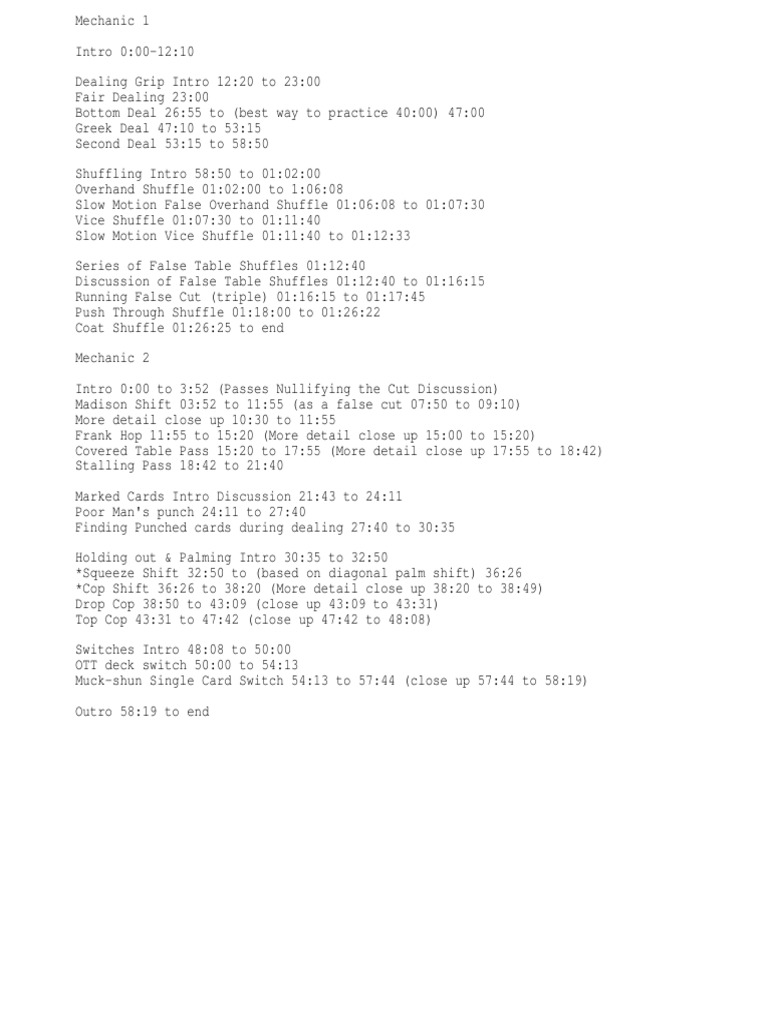 Daniel Madison - Mechanic 1&2 Contents | PDF | Ephemera | Gambling
