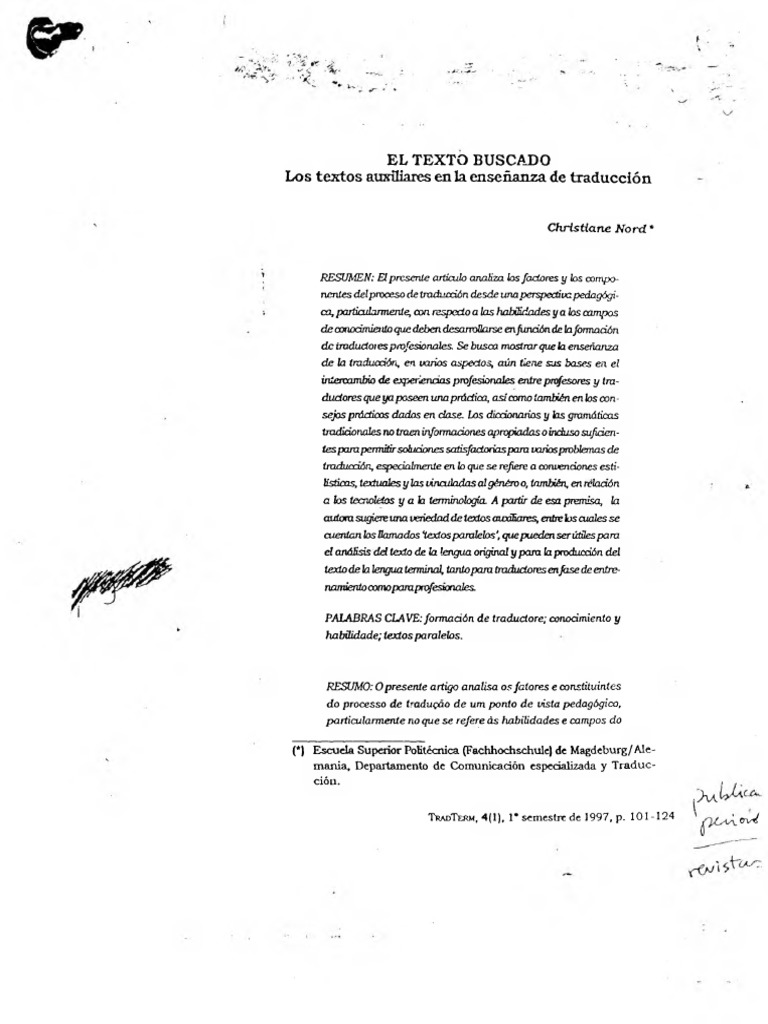Christiane Nord - El Texto Buscado | PDF | Traducciones | Verbo