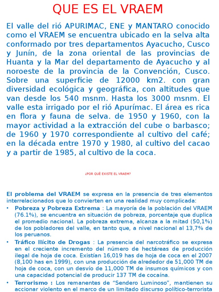 Que Es El Vraem Peru | PDF | Delito | Comercio ilegal de drogas