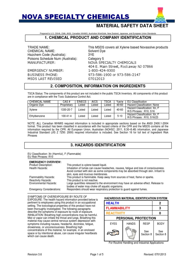 l1003 Msds TP Lowflash Dyes | PDF | Dangerous Goods | Safety