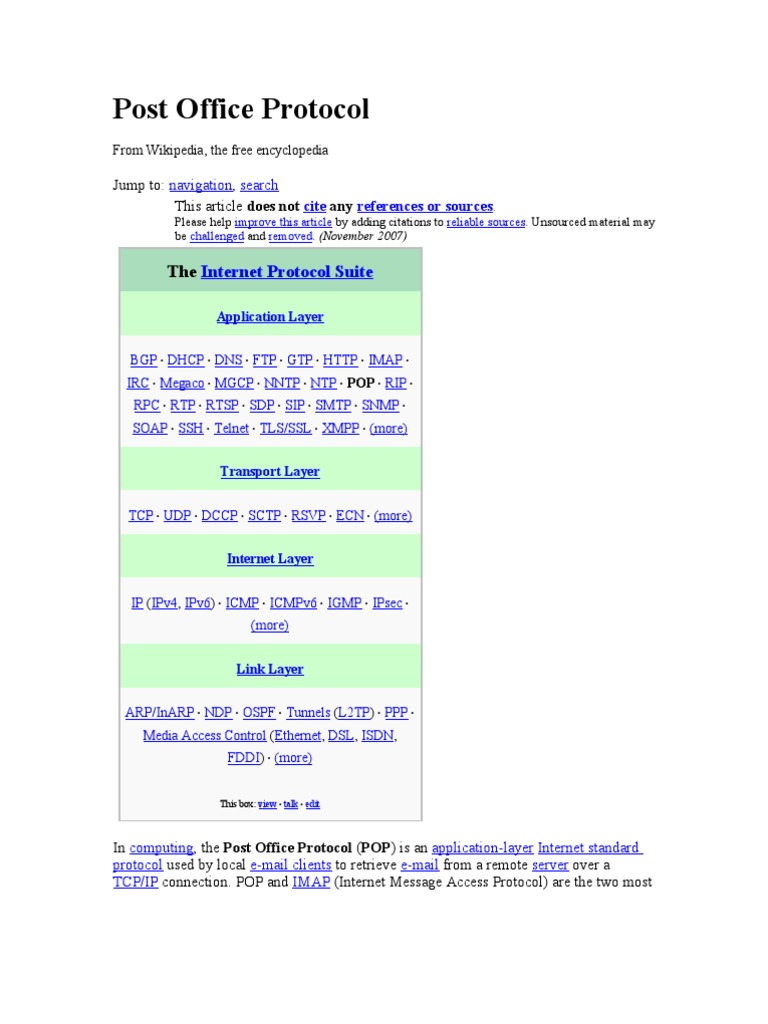 Post Office Protocol | PDF | Computer Network | Wide Area Network