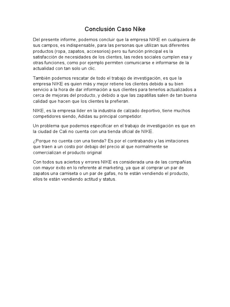 Conclusión Caso Nike | PDF