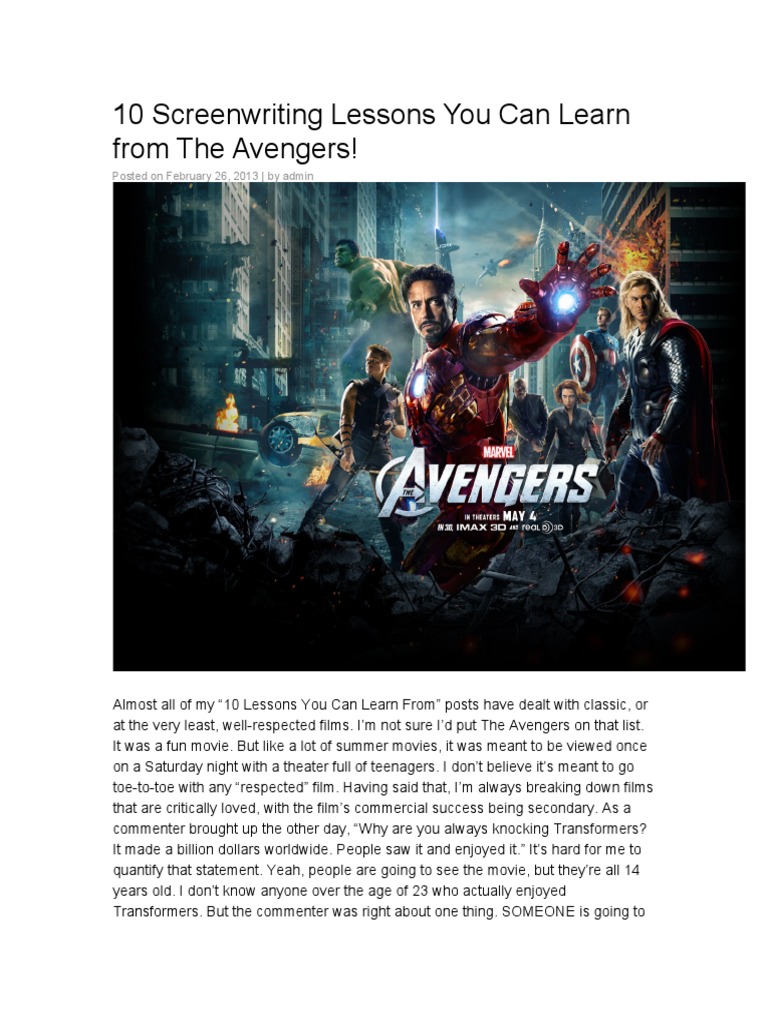 10 Screenwriting Lessons You Can Learn From The Avengers - SCRIPT ...