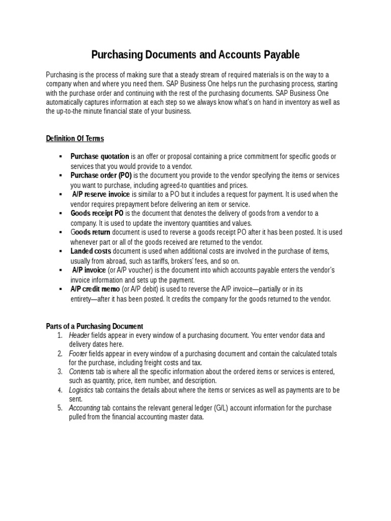 Purchasing Documents | PDF | Invoice | Debits And Credits