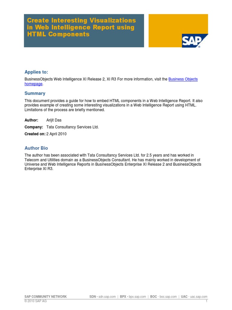 Create Interesting Visualizations in Web Intelligence Report Using HTML ...