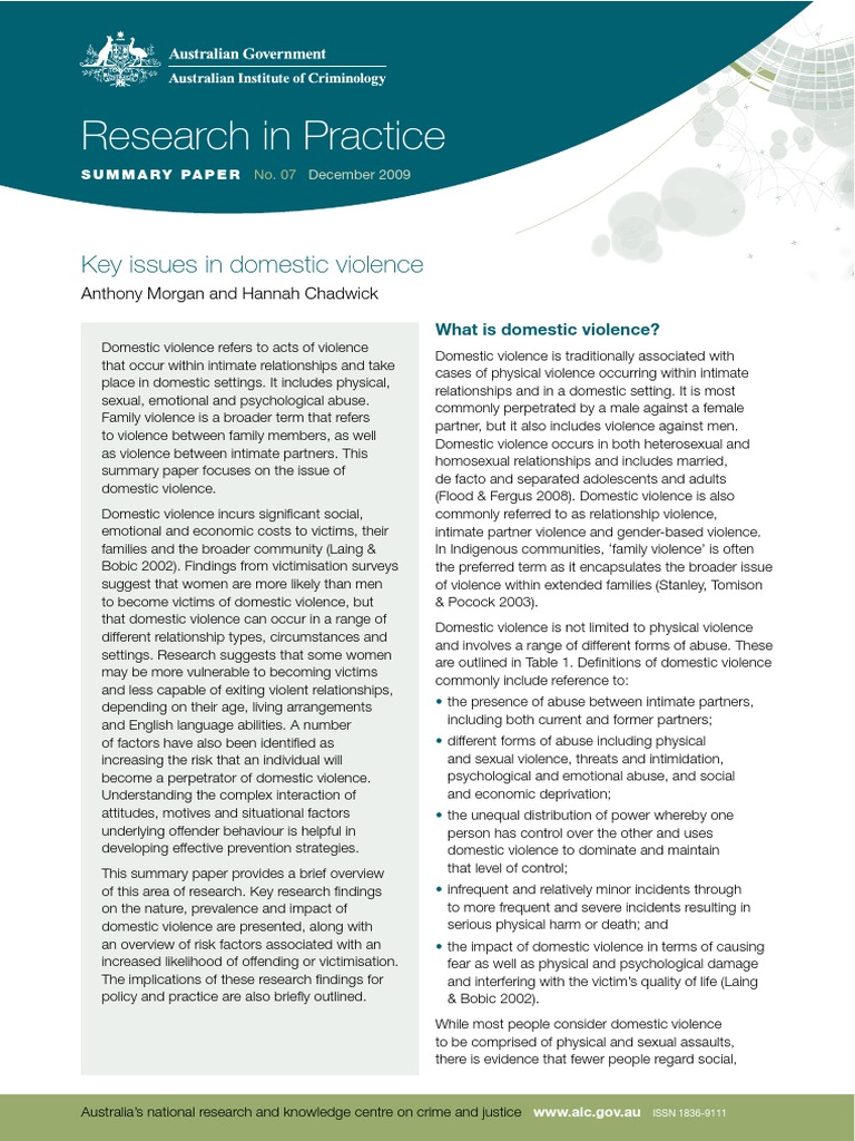 Key Issues in Domestic Violence - 001 Copy 2 | PDF | Domestic Violence ...