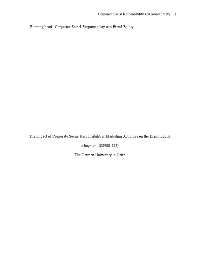 CSR and Brand Equity | Download Free PDF | Corporate Social ...