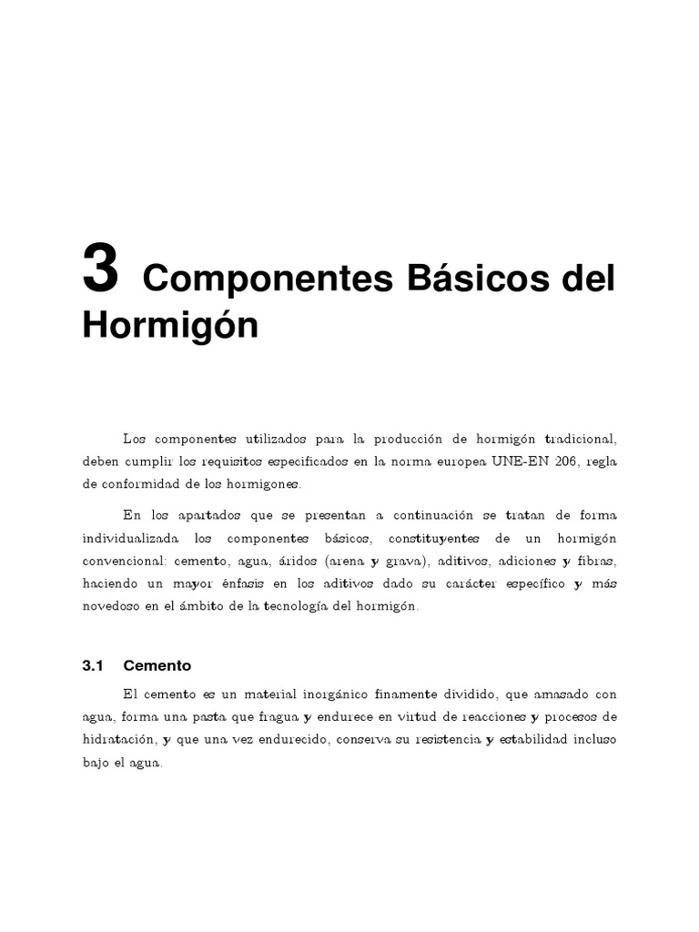 Componentes Del Hormigon | Descargar gratis PDF | Cemento | Hormigón