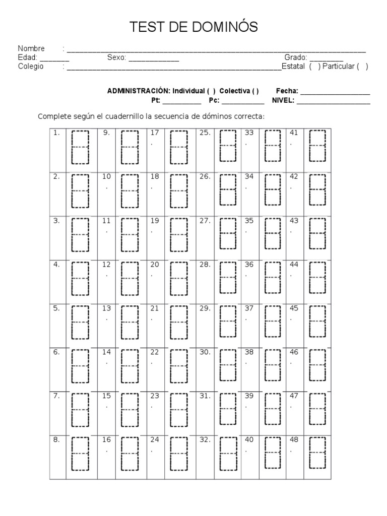 Test de Dominós Respuestas | PDF