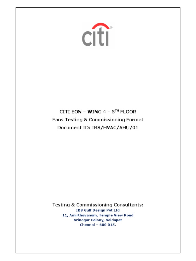 Fans Testing & Commissioning Format-R0 | PDF | Mechanical Fan | Duct (Flow)