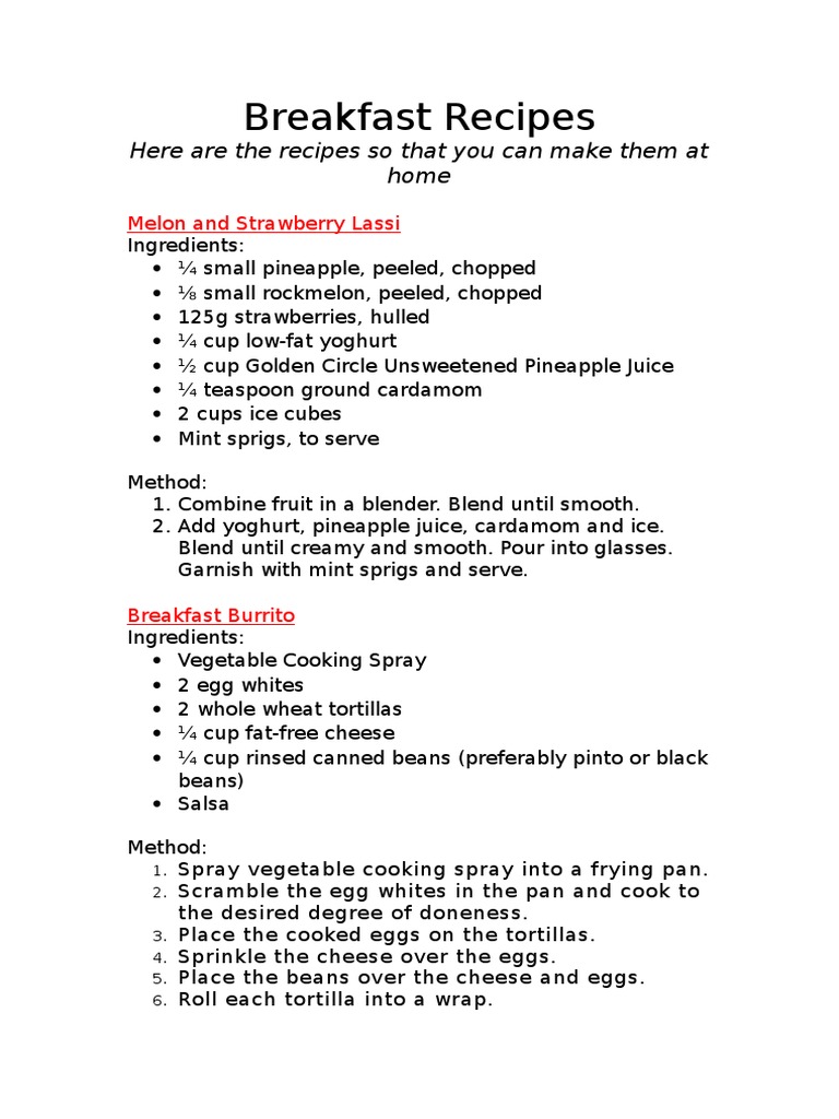 Easy Breakfast Recipes at Home | PDF