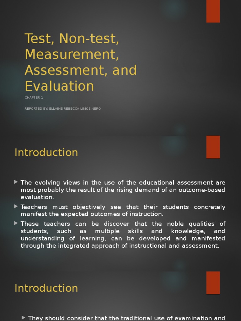 Assessment of Learning 1 / Chapter 1 Test, Non-test, Measurement ...