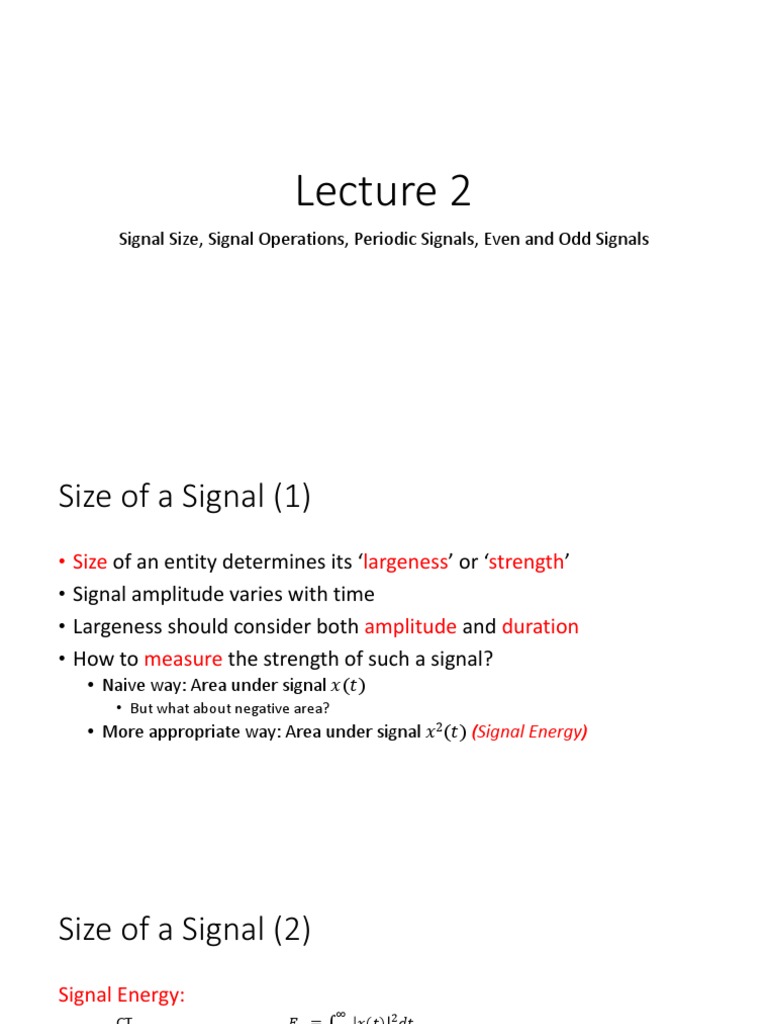 Lecture 2 - Signals and Systems | PDF | Infinity | Mathematical Concepts