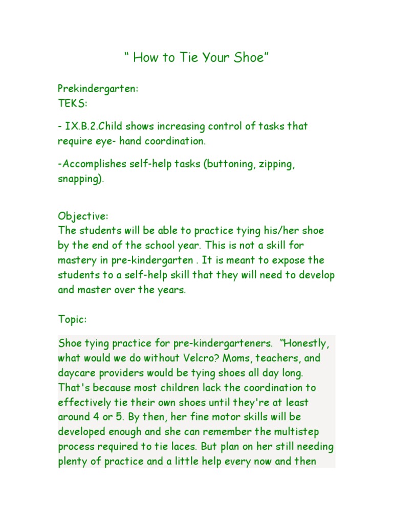 Flipped Classroom Lesson How To Tie A Shoe | PDF | Action (Philosophy ...