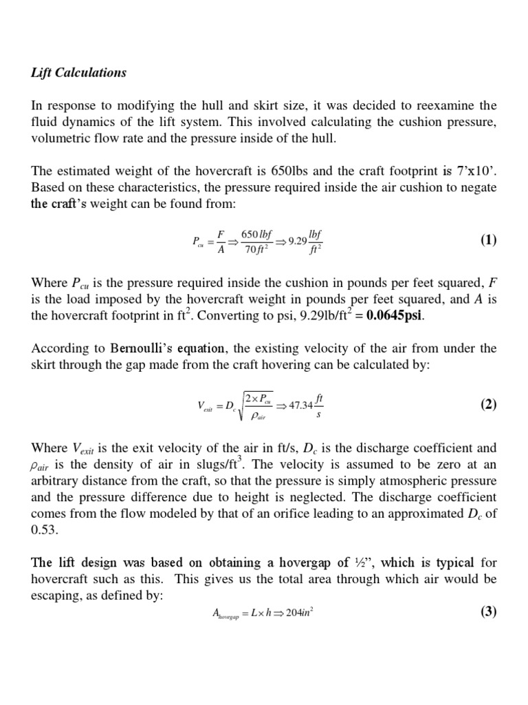 Lift Calculations | PDF