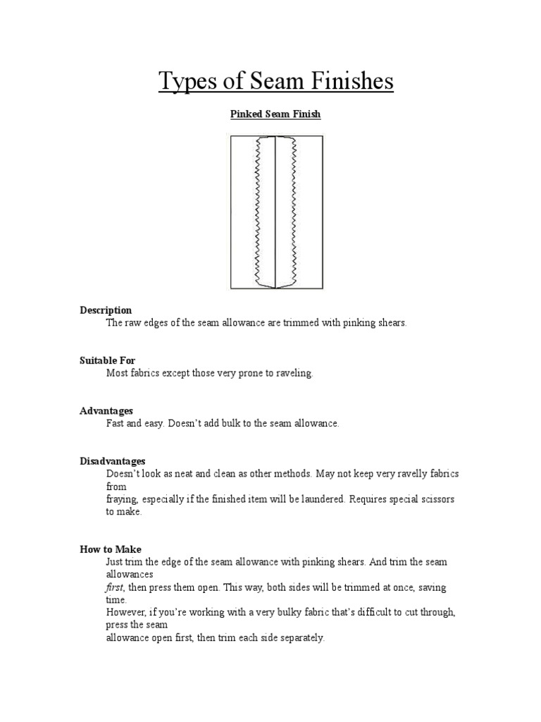 Seam Finishes Information | PDF | Seam (Sewing) | Textile Arts