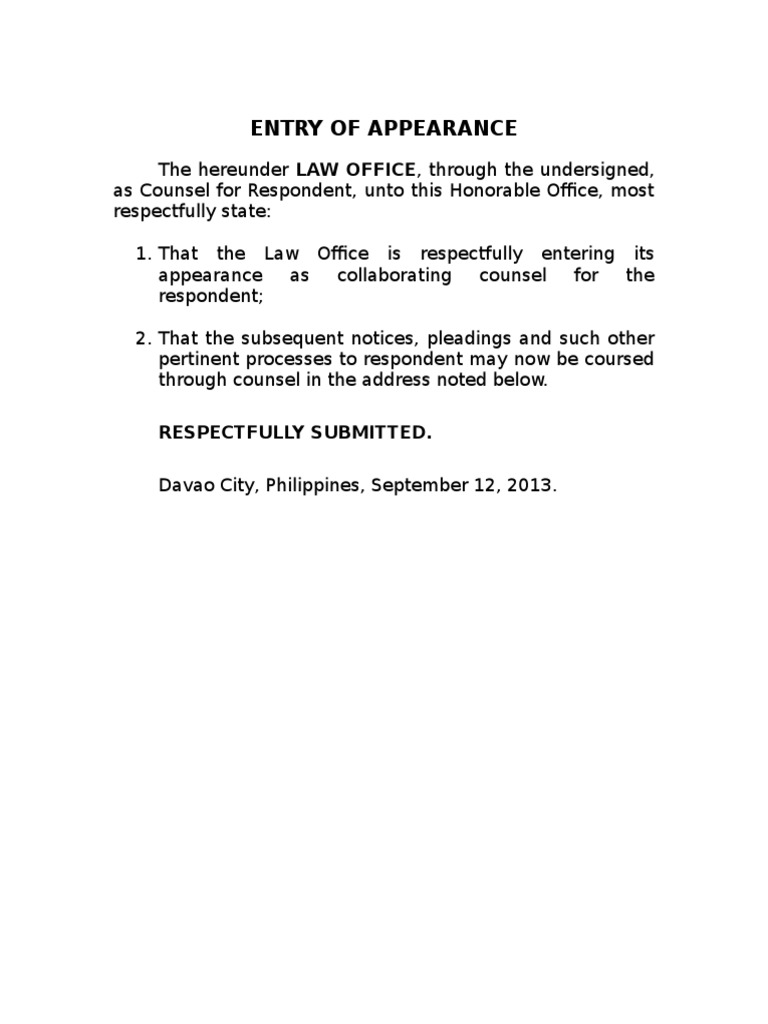 Legal Representation Notice | PDF