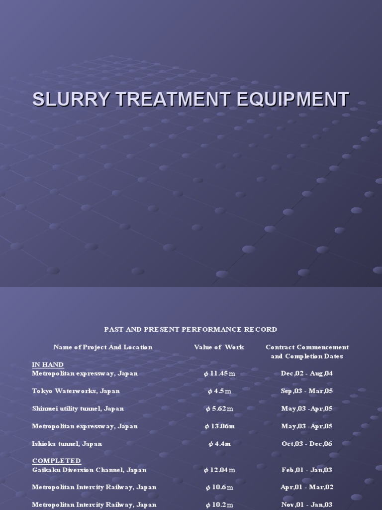 Slurry Treatment Equipment Overview | PDF | Filtration | Sewage Treatment