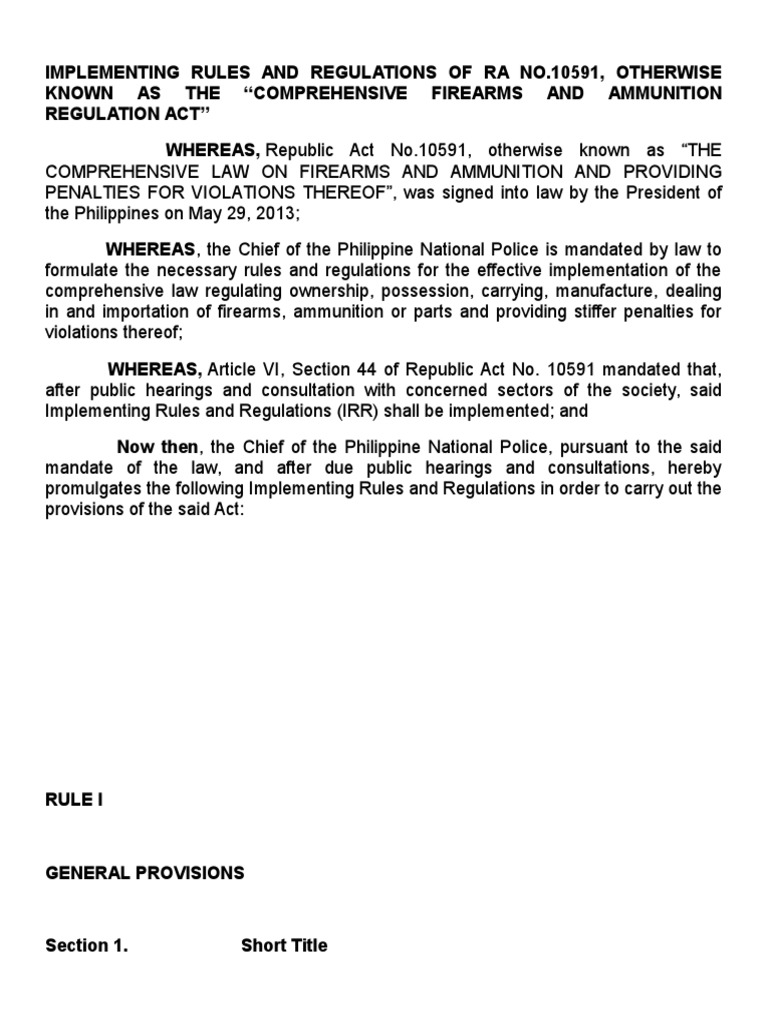 IRR RA 10591 (FFFF) | Semi Automatic Firearm | Cartridge (Firearms)