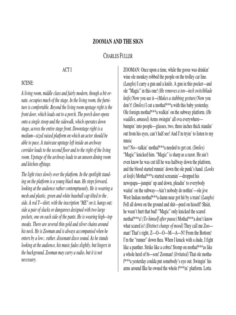 Zooman and The Sign by Charles Fuller | PDF | Leisure