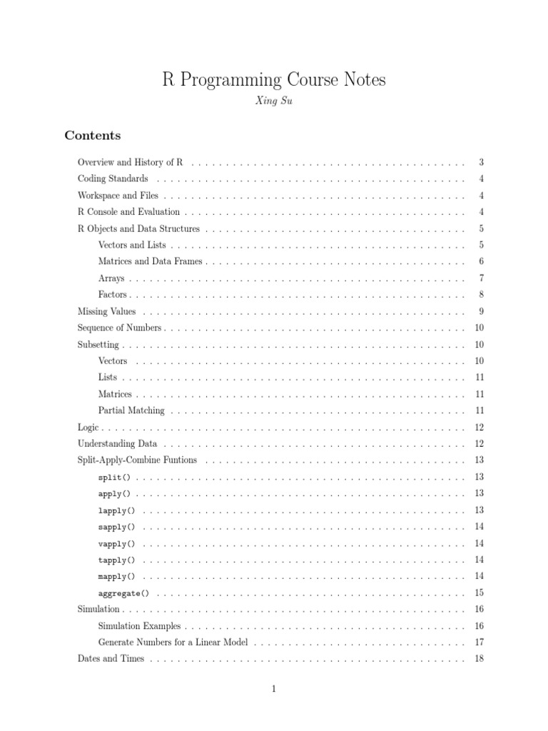 R Programming Course Notes | PDF | Matrix (Mathematics) | Scope ...