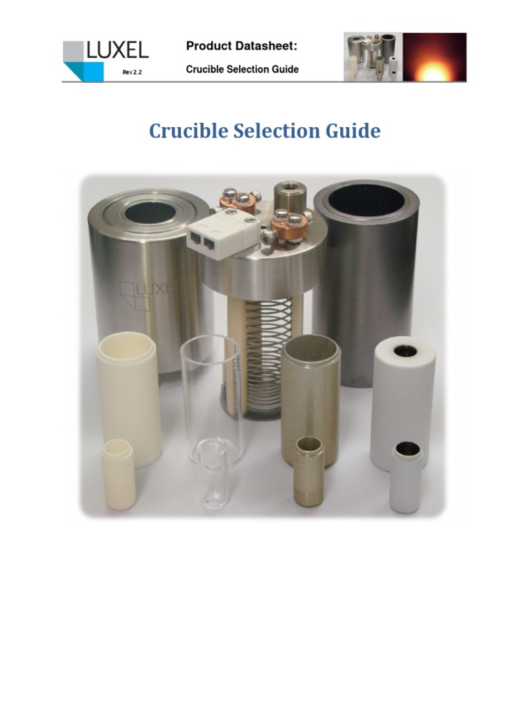 Crucible Selection Guide: Product Datasheet | PDF | Atoms | Metals