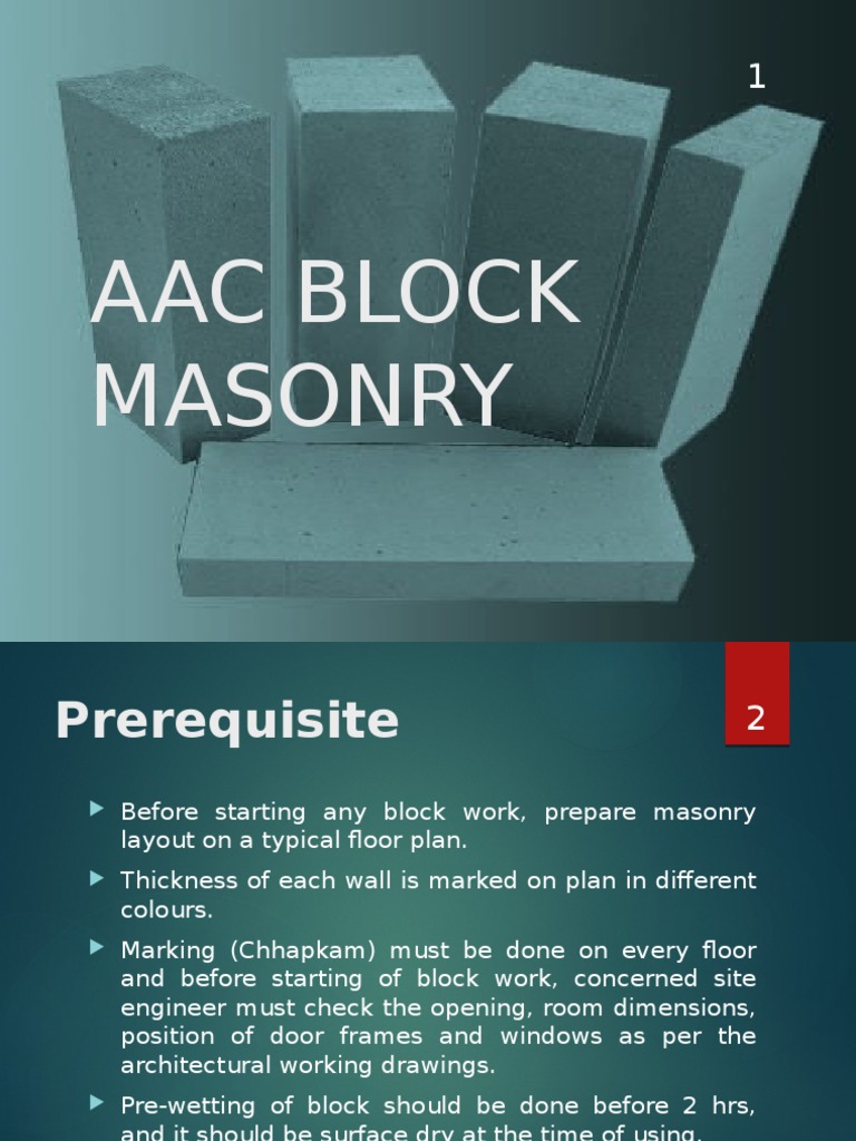 Aac Block Masonry | PDF | Masonry | Mortar (Masonry)