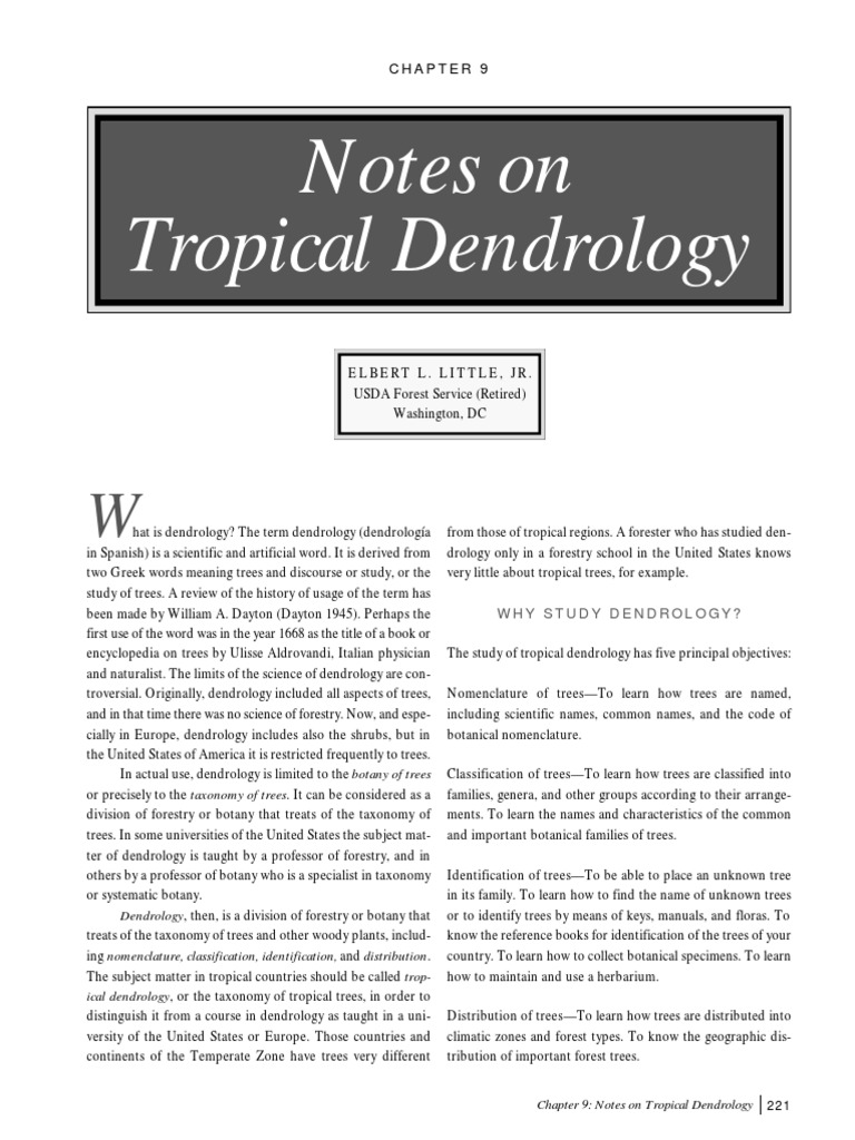 Notes On Tropical Dendrology PDF | PDF | Botany | Taxonomy (Biology)