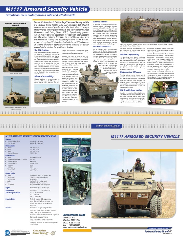 Asv, M1117 | PDF | Warfare | Military Technology