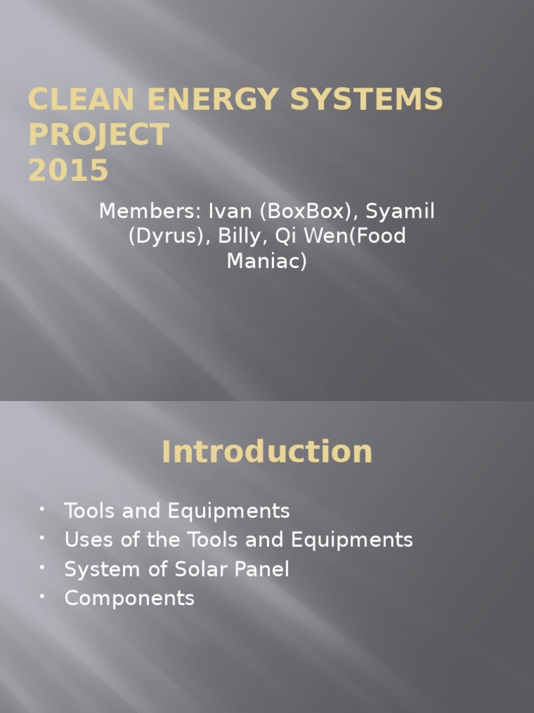 Clean Energy Systems Project | PDF