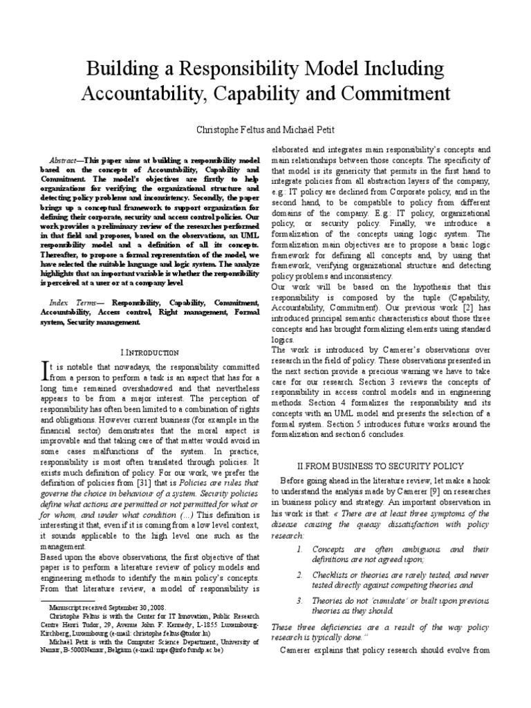 Building A Responsibility Model Including Accountability Capability and ...