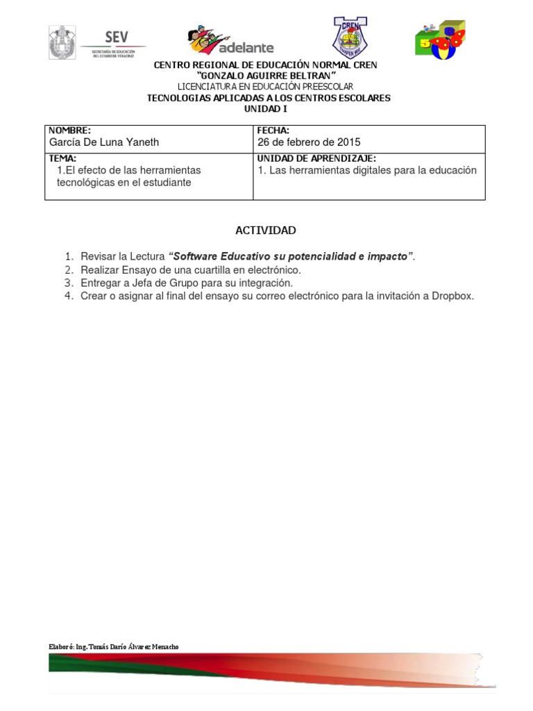 Ensayo Software Educativo Su Potencialidad e Impacto | PDF ...