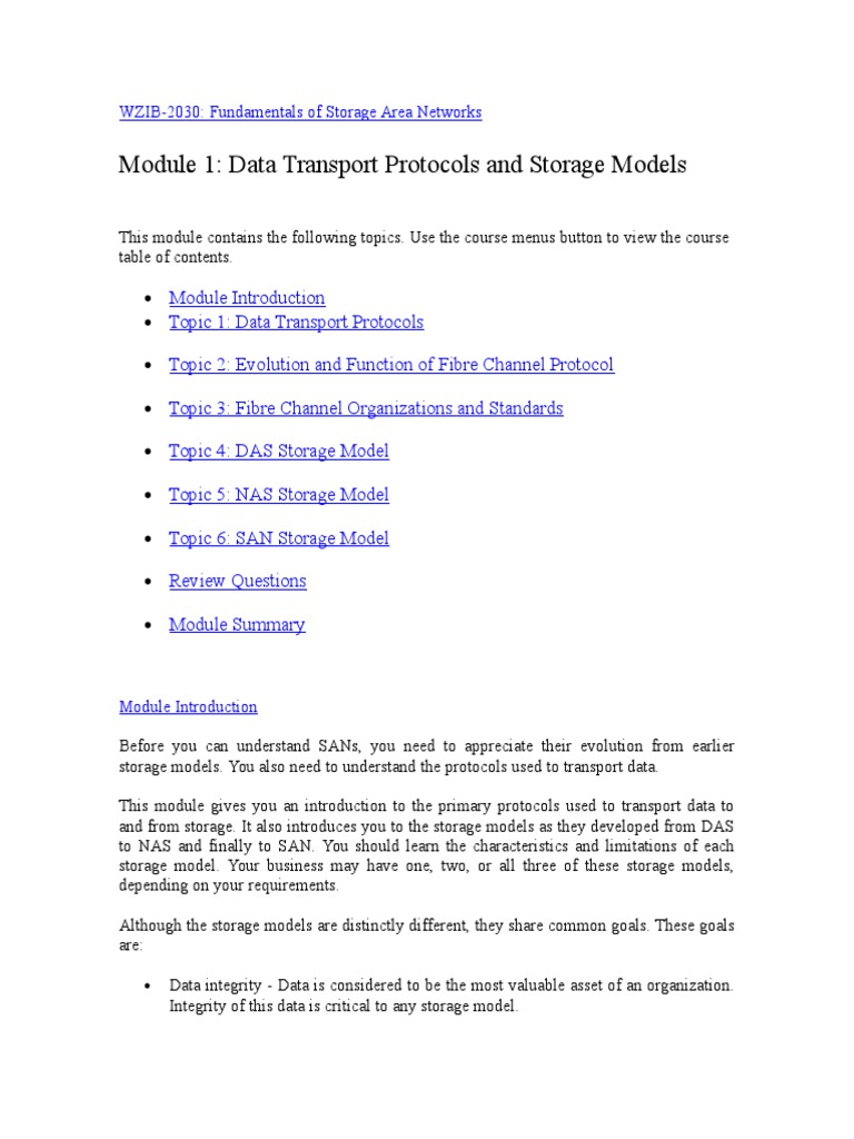 SAN Fundamentals and Protocols Overview | PDF | Computer Network ...