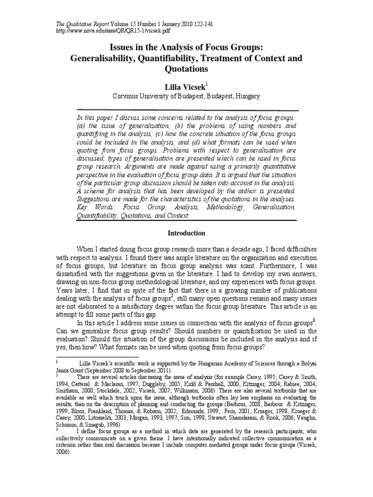 Focus Groups Generalisation | PDF | Focus Group | Qualitative Research