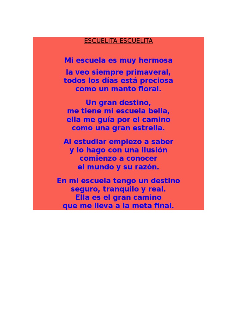 Poema A Mi Escuelita | PDF | Hogar, jardinería y bricolaje