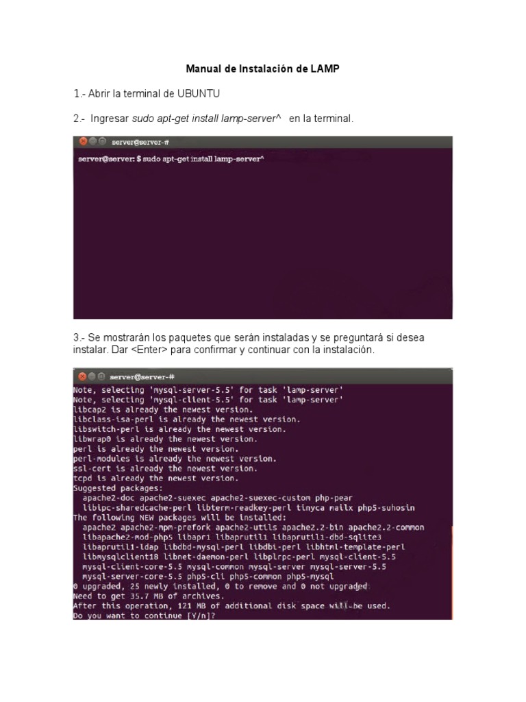 Manual de Instalación de LAMP | PDF | Servidor HTTP Apache | Servidor web