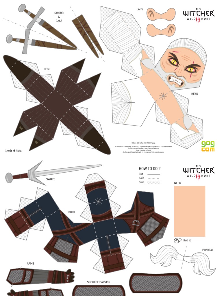 Witcher 3 Wild Hunt, The - Papertoy Geralt | PDF | Fantasy Worlds | Works