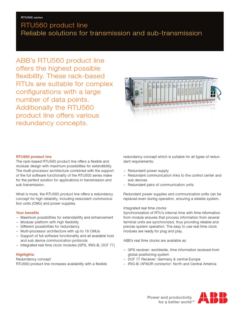 Reliable Solutions For Transmission and Sub-Transmission: RTU560 ...