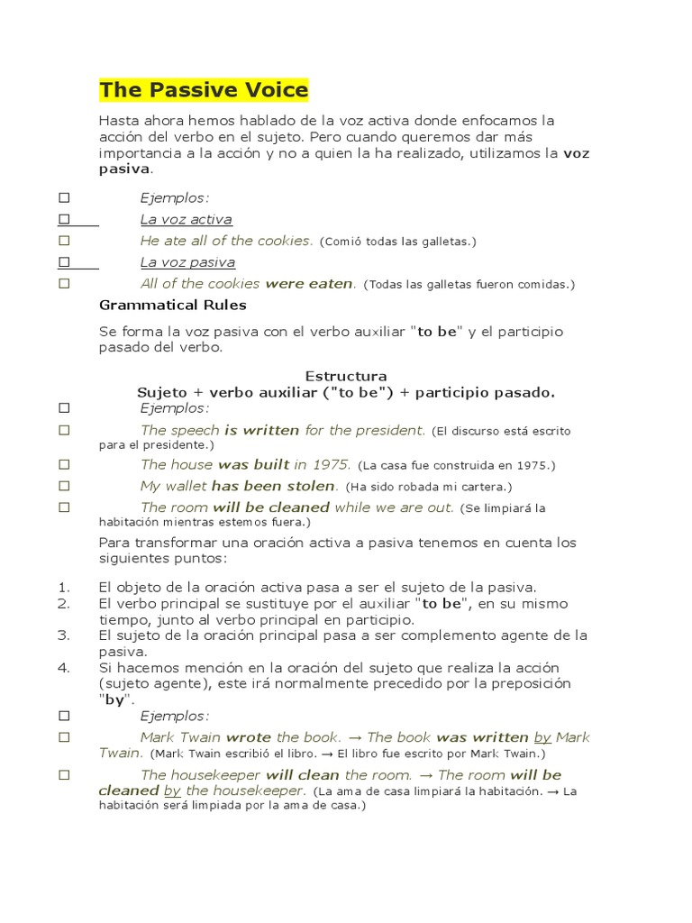 The Passive Voice | PDF | Comillas | Verbo