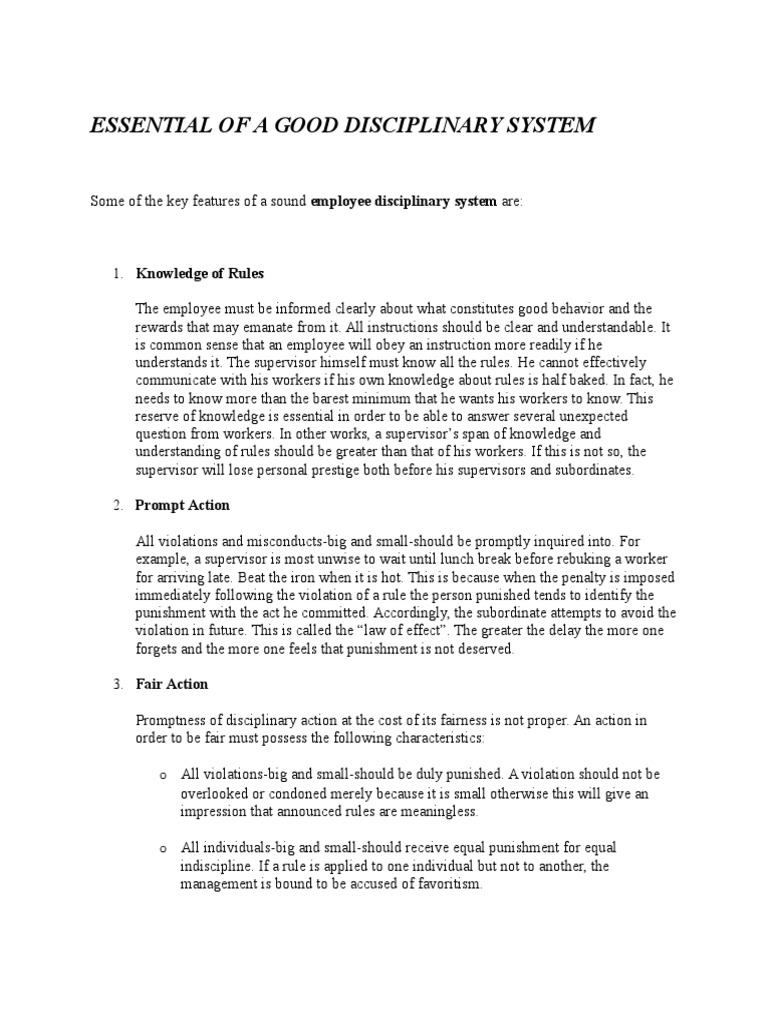 Essential of A Good Disciplinary System | PDF | Punishments | Crime ...