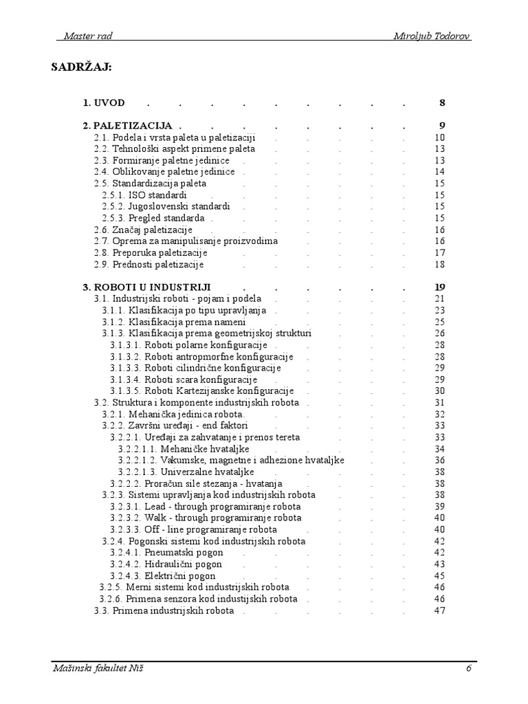 Primena Industijskih Robota U Procesu Paletizacije END | PDF