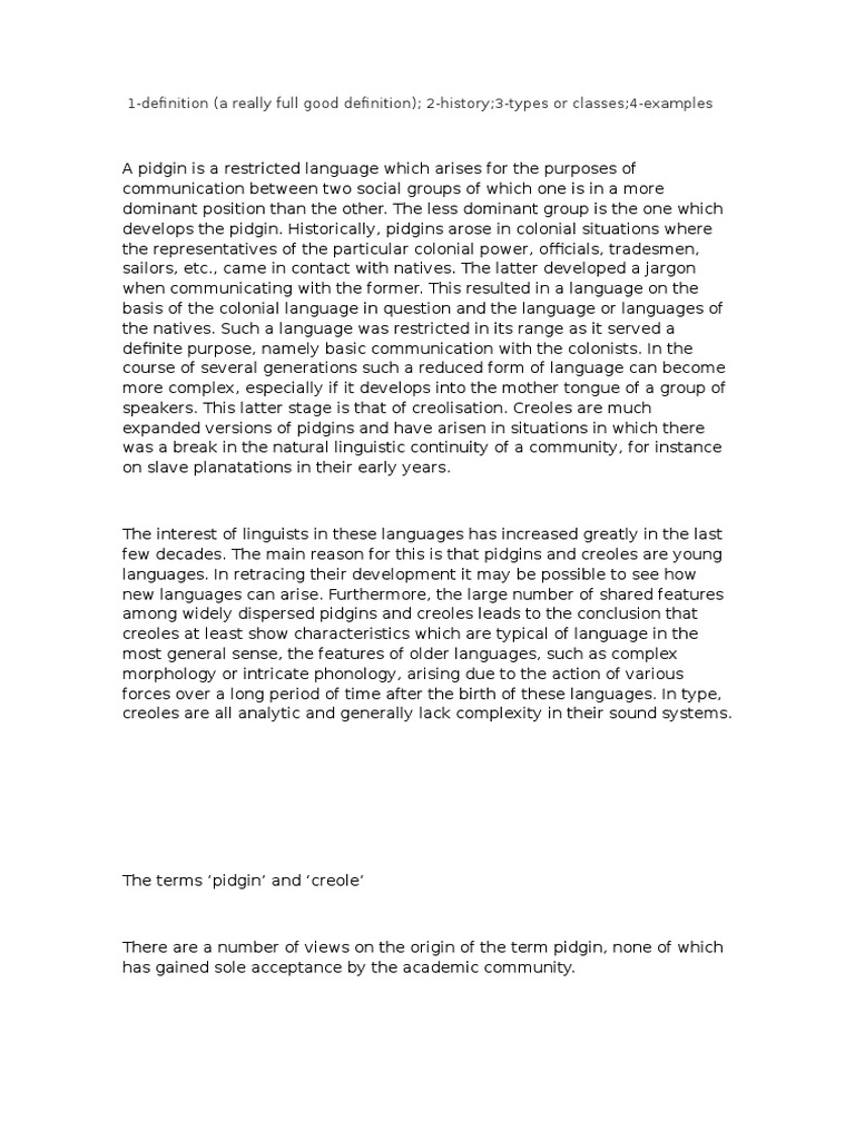 1-Definition (A Really Full Good Definition) 2-History 3-Types or ...